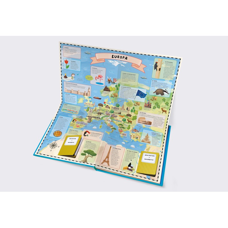 Informativo sobre el mundo con siete mapas desplegable:Atlas del mundo